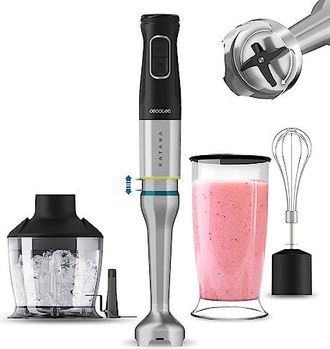Cecotec Stabmixer Katana TotalDestroy 1200XL Cream&Crush. 1200 W, 21 Geschwindigkeiten und Turbo, 4 Klingen mit schwarzem Titan, Spritzschutzhaube, extra lang