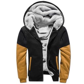 Generic Sweat &agrave; capuche zipp&eacute; pour homme - Couleur unie - Thermique - Poches lourdes - Int&eacute;rieur doux - &Eacute;l&eacute;gant - Coupe r&eacute;guli&egrave;re - Fermeture &eacute;clair int&eacute;grale