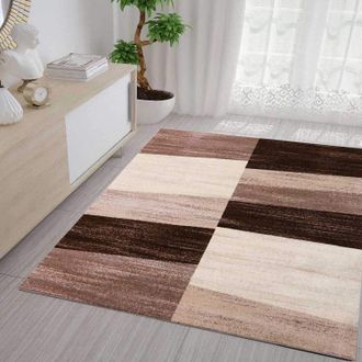 Vimoda Milano9119 Braun Moderner Designer Wohnzimmer Teppich Geometrisches Muster Meliert, Ma&szlig;e:80x150 cm