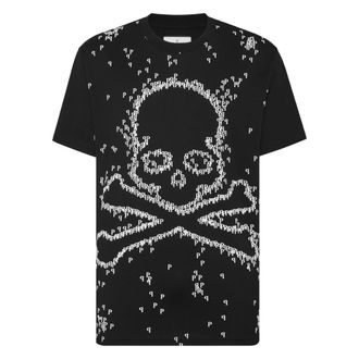 Philipp Plein Homme, Tops, Noir, Taille: S T-Shirt Col Rond T&ecirc;te de Mort
