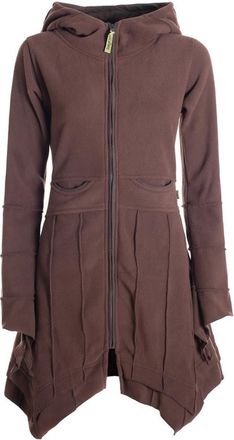 vishes Alternative Bekleidung - Damen Fleecemantel Cardigan Zipfelkapuzenjacke Hooded Fleece Strickjacke braun 44-46