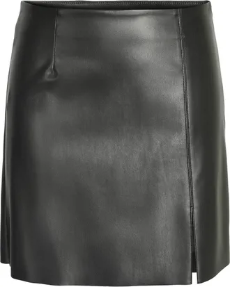 Noisy May Noisy May Damen Mini Kunstleder Rock | High Waist Lederoptik Skirt Kurz | Coated Stretch Bleistift NMCLARA, Farben:Schwarz, Größe:XL