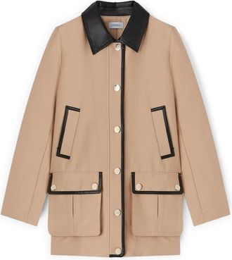 Motivi Femme, Manteaux, Beige, Taille: 46 FR Veste avec Inserts en Tissu Enduit