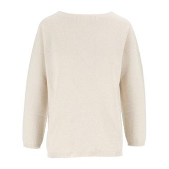 Fabiana Filippi Femme, Pulls, Beige, Taille: 40 FR Pull Col Bateau en Lurex Platinum