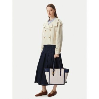 Tommy Hilfiger Handtasche Tommy Hilfiger Th Script Tote Canvas AW0AW18829 Creme