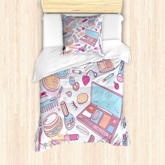 Abakuhaus Bilden Bettbezug Set für Einzelbetten, Make-up Kosmetik Glamour, Milbensicher Allergiker geeignet mit Kissenbezug, 135 cm x 200 cm - 80 x 80 cm, Mehrf