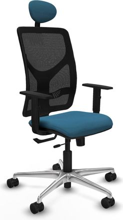 Piqueras y Crespo Schreibtischstuhl mit R&uuml;ckenlehne, 1D-Armlehnen, h&ouml;henverstellbare Lendenwirbelst&uuml;tze und festes Kopfteil, ausgestattet mit Syncro/Traslack. Schwarz/P