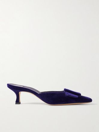 Manolo Blahnik Maysale 50 Mules Aus Samt Mit Schnalle - Lila