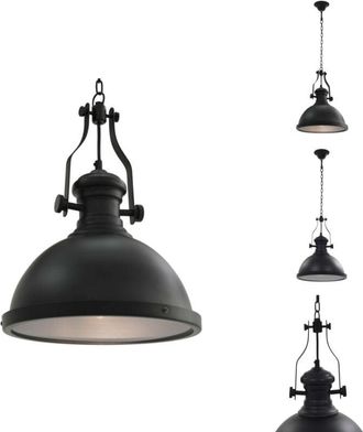 vidaXL Vidaxl - Plafonnier Noir Rond E27 - Lampe Industrielle - Luminaire Intérieur - Plafonnier Rond - Lampadaire Moderne - Éclairage Salon