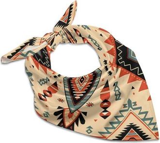 Generic Écharpe vintage aztèque carrée en soie légère pour le cou, écharpe ethnique pour cheveux, foulard respirant, cadeau pour femme et homme, multicolore, 