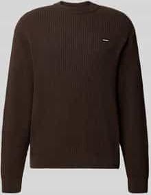 Review Regular Fit Strickpullover aus Baumwoll-Mix mit Label-Patch