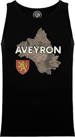 Fabulous Débardeur Homme 100% Coton Noir Aveyron 12 Département Millaux Carte Ancienne Occitanie