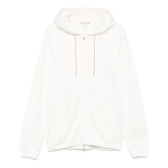 Eleventy Rei&szlig;verschluss Baumwoll Hoodie - - Sweatshirts & Hoodies - Herren - Wei&szlig; - L