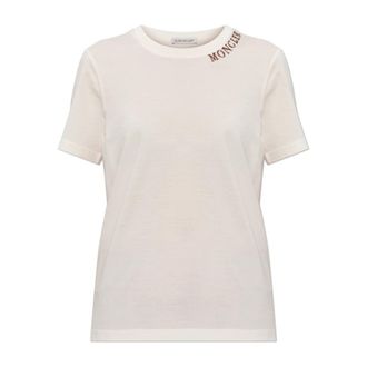 Moncler T-Shirt mit besticktem Logo - - Tops - Damen - Beige - M