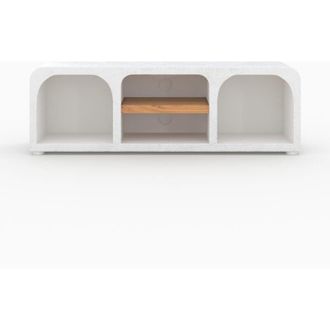 Rendez-Vous D&eacute;co Rendez-Vous D&eacute;co - Meuble TV en b&eacute;ton blanc cass&eacute; 140 cm - 4 niches - Dimensions 140x35x45 cm - Entretien facile avec chiffon doux