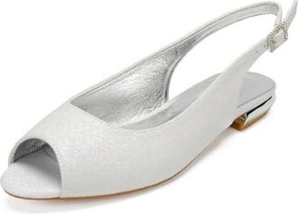 Generic Chaussures De Mariage Femmes D&eacute;t&eacute; Plates Sandales Mari&eacute;e Slingbacks Plates Bureau Travail Soir Sandale 1.8Cm,Ivoire,41 EU