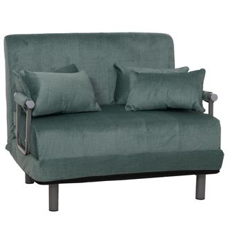 Mendler Schlafsessel HWC-K29, Klappsessel Schlafsofa G&auml;stebett, Liegefl&auml;che 190x100cm, Stoff Chenille (370g/m&sup2;) - blau-gr&uuml;n