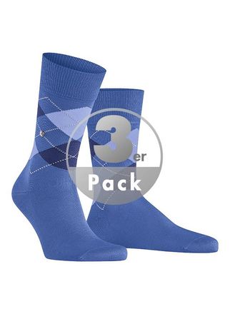 Burlington Herren Socken blau Baumwolle gemustert