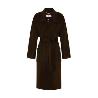 Elisabetta Franchi Wollmantel mit G&uuml;rtel - - Coats - Damen - Braun - M