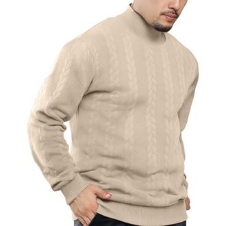 Generic Pull à col roulé pour homme - Pull décontracté intelligent en tricot - Pull de pêcheur à manches longues - Pour le sport, les loisirs, lautomne et lhi