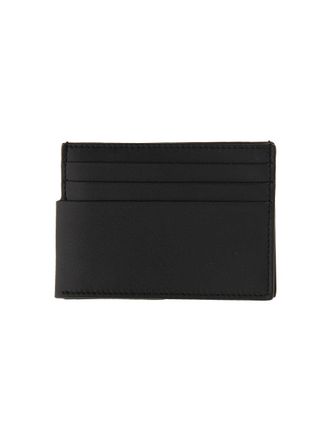 Alexander McQueen Logo-Print Calfskin Card Case - Black