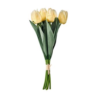 Mikasa Mikasa K&uuml;nstliche Tulpen, k&uuml;nstliche Blumen, hellgelbe Tulpenstiele mit Gr&uuml;n, Set mit 7 realistischen Kunststoff-Seidenblumen, gef&auml;lschter Tulpenstrau
