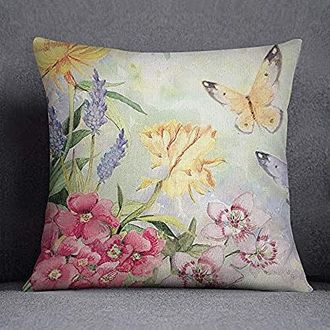 Bonamaison Le Jardin du Lin Kissenhüllen, Cotton, Mehrfarbig, 45x45