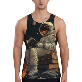Generic D&eacute;bardeur respirant &agrave; s&eacute;chage rapide sans manches pour homme pour entra&icirc;nement &agrave; la plage S &agrave; 4XL, Astronaute de lecture spatiale 1, 3XL