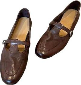 Generic JCVBN Printemps/Automne Femmes Vintage Mary Jane Chaussures - Bout Carr&eacute; Coupe Basse Flats Cuir Souple Mocassins Style Britannique Casual Chaussures, 