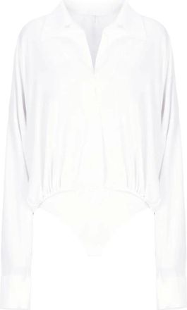 Norma Kamali Femme, Blouses et Chemises, Blanc, Taille: 36 FR Body &agrave; Manches Longues et Col