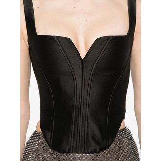 Self Portrait Sleeveless V-Neck Blouse - Black