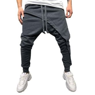 Generic Pantalon de jogging pour homme, pantalon de jogging &agrave; lentrejambe bas pantalon slim fit pantalon sarouel hip-hop cordon de serrage taille &eacute;lastique pa