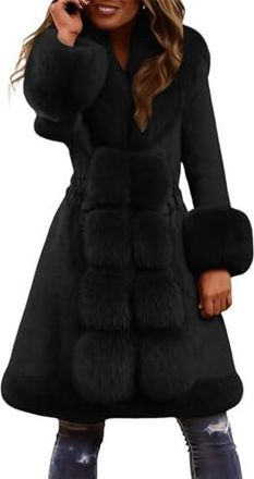 Generic Manteau en fourrure pour femme - Manteau dhiver long et &eacute;l&eacute;gant avec peluche - Hiver chaud - Veste en fourrure synth&eacute;tique &eacute;paisse - Coupe-vent - Vest