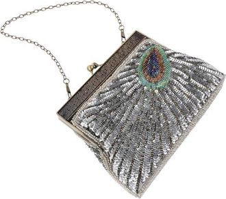 Hemobllo Garneck Pochette de Soir&eacute;e Vintage pour Femme en Perles et Sequins Motif Paon Brod&eacute; &agrave; la Main Bandouli&egrave;re Ajustable Paquet &agrave; Main &Eacute;l&eacute;gant pour Mariage