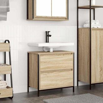 vidaXL Vidaxl - Meuble de salle de bain lavabo et tiroirs ch&ecirc;ne sonoma