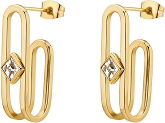 Brosway Emphasis Ohrstecker f&uuml;r Damen aus 316L-Edelstahl mit 14-Karat-Gold-Beschichtung und Kristallen, Gr&ouml;&szlig;e: 2,6 cm, BEH25