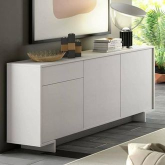 Dmora Sideboard Agrifoglio, Wohnzimmer-Sideboard, Wohnzimmer-Buffet mit 3 T&uuml;ren und 1 Schublade, 100% Made in Italy, 170 x 42 x 78 cm, Wei&szlig;