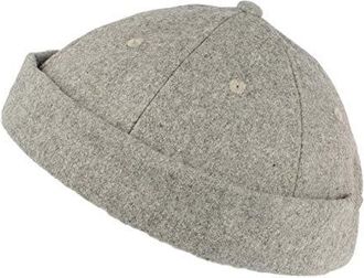 Nyls Création Bonnet Docker Gris Clair en Feutre de Laine Homme et Femme Look Hiver Duik - Mixte