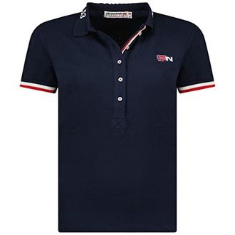 Geographical Norway Kanolet Lady - Polo Coton Femme Col - Coupe Reguliere Manche Courte - T-Shirt Fit Respirant Classique Femme (Marine S Taille 1)
