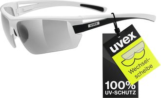 Uvex gravic - Sportbrille f&uuml;r Damen und Herren - inkl. Wechselscheiben - druckfreier Sitz & perfekter Halt - white black matt/silver - one size