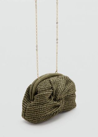 Mango Sac port&eacute; main fibre naturelle kaki - Femme - Taille unique - MANGO