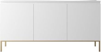 Selsey Kommode Schrank Aufbewahrungsschrank 150 cm 3 T&uuml;ren 6 F&auml;cher Wei&szlig; Goldene Beine Bemmi