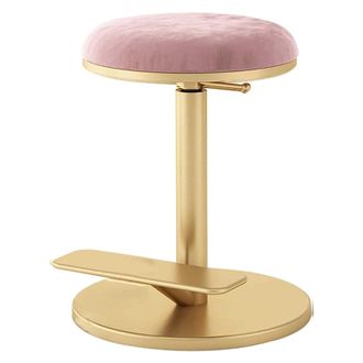 Generic Schminkstuhl, höhenverstellbar, rund, Samt, Drehhocker für Schminktisch, rosa Schminkstuhl, hoher Schminkhocker, schwarzer runder Schminkstuhl mit Kom