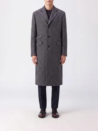 Valentino Garavani Manteau long droit en laine m&eacute;rinos &agrave; revers crant&eacute;