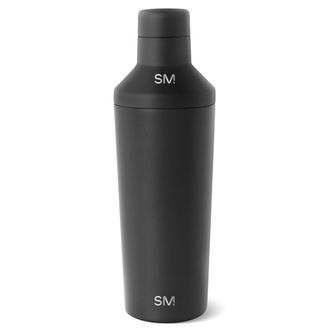 Simple Modern Cocktailshaker für die Bar mit JiggerDecke | Edelstahl Geschenke für Frauen und Männer | Classic Shaker Sammlung | 590ml | Midnight Black