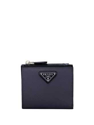 Prada petit portefeuille en cuir Saffiano - Bleu