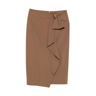 Max Mara Fenice Ruffle Wrap Skirt - Femme - Jupes - Brun - Taille: 38 FR