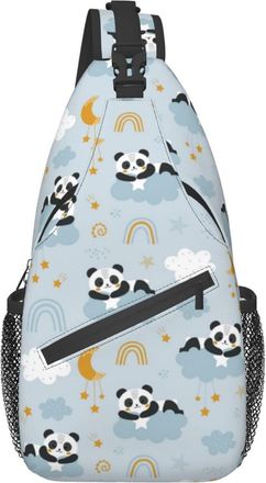 AOOEDM Panda und Bambus Umhängetasche, Crossbody Rucksack Schulter Brusttasche für Damen Herren Outdoor Reisen Wandern Tagesrucksack