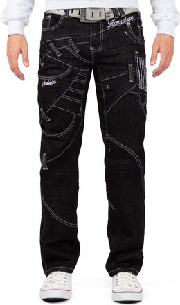 Kosmo Lupo Herren Jeans KM130-1 Schwarz W32/L32