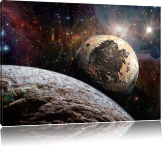 Pixxprint Alien Planeten im Weltall, Größe: 60x40cm, Leinwandbild, fertig gespannt, Wandbild, Dekoration, Kunstdruck, kein Poster